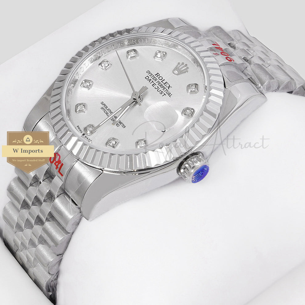 LATEST COLLECTION 36 ALL SILVER WITH DIAL STONE INDEX ZR FACTORY ...