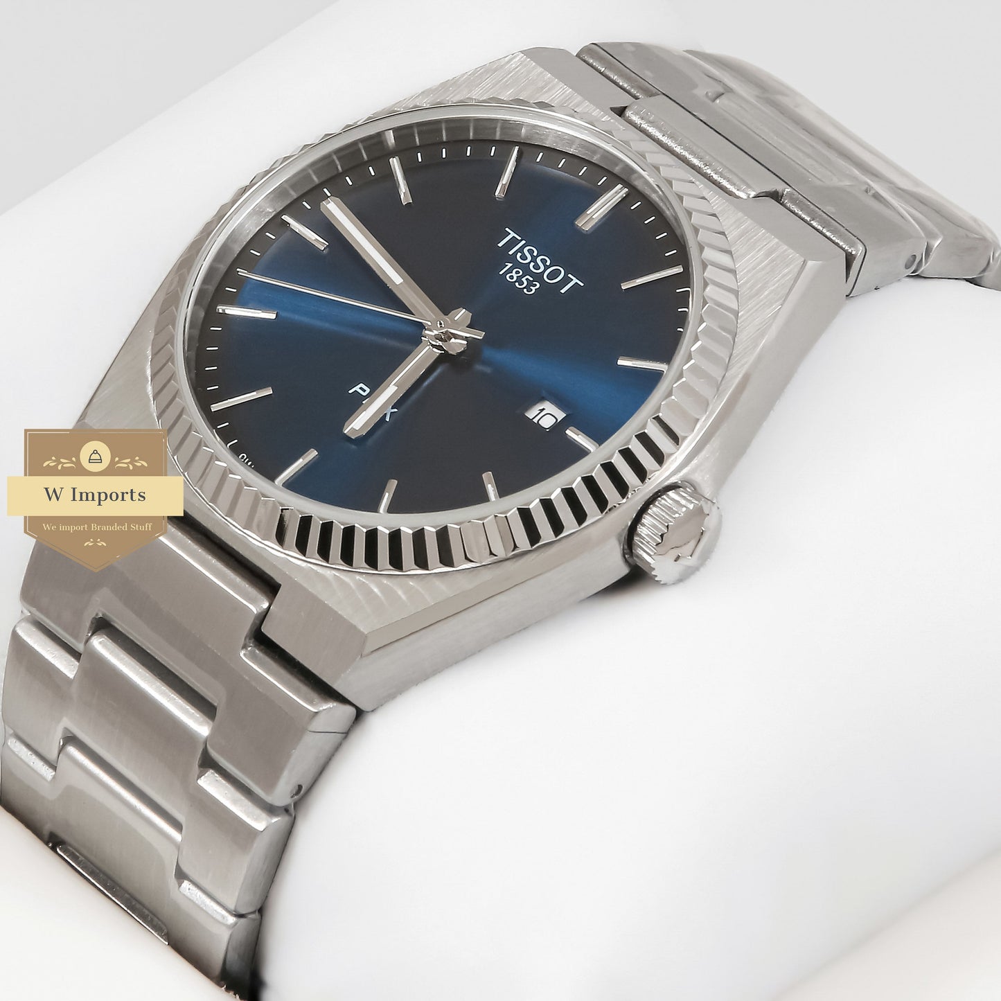 Latest Collection PRX Silver With Blue Dial Flutted Bezel Chain Watch ...