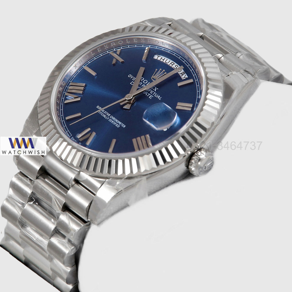 Latest Collection 40 Silver With Blue Dial & Roman Numerals Automatic ...