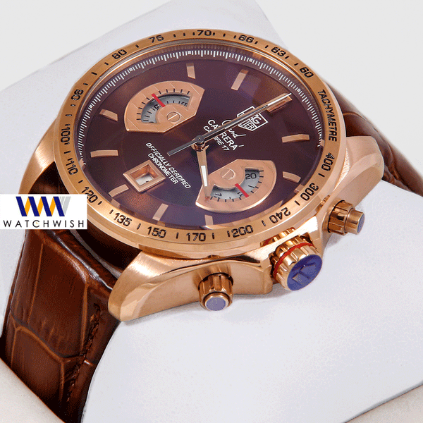 Latest Collection Chronograph Brown Leather Strap With Brown Dial ...